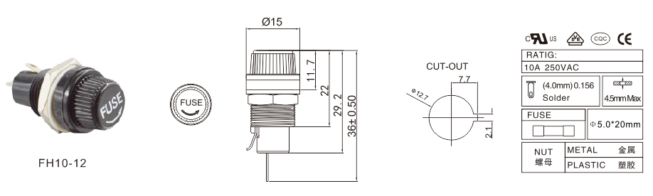 FUSE BLOCK, FUSE HOLDER, IN-LINE FUSEHOLDER，HONYONE