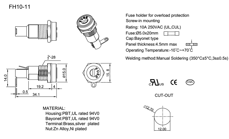 FUSE BLOCK, FUSE HOLDER, IN-LINE FUSEHOLDER，HONYONE